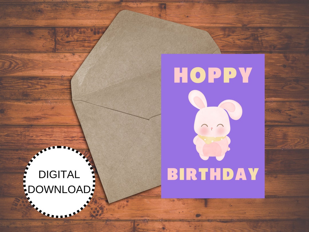 Digital Birthday Greeting Card, Bunny Greeting Card, Easter Themed ...