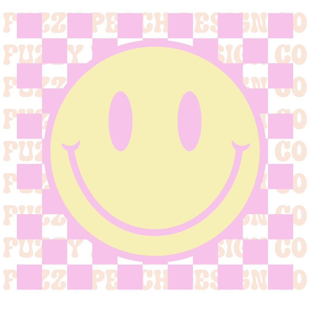 Checkered Smile Face PNG Happy Face PNG Checkered PNG Retro Sublimation ...