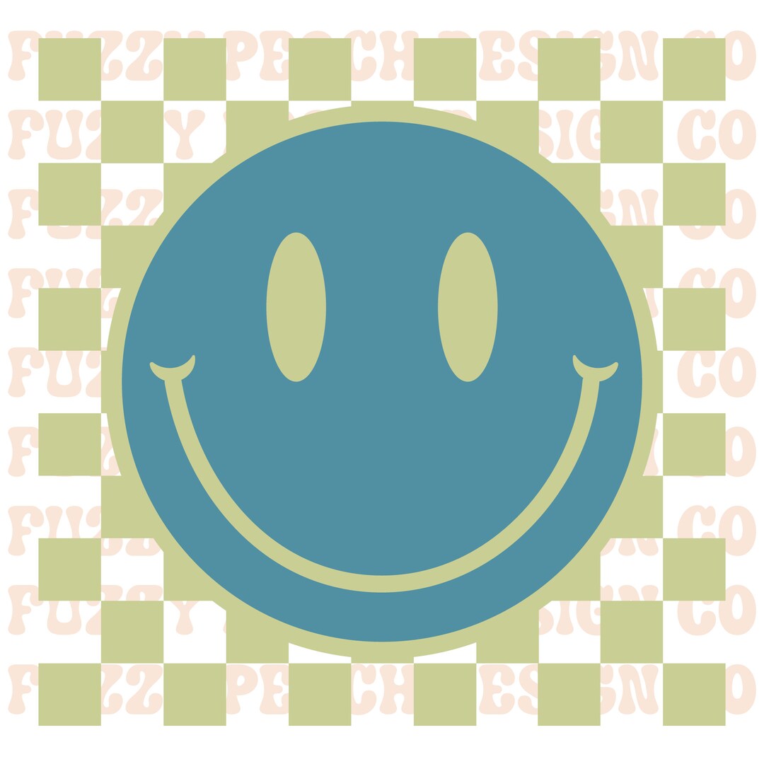 Checkered Smile Face PNG Happy Face PNG Checkered PNG Retro Sublimation ...