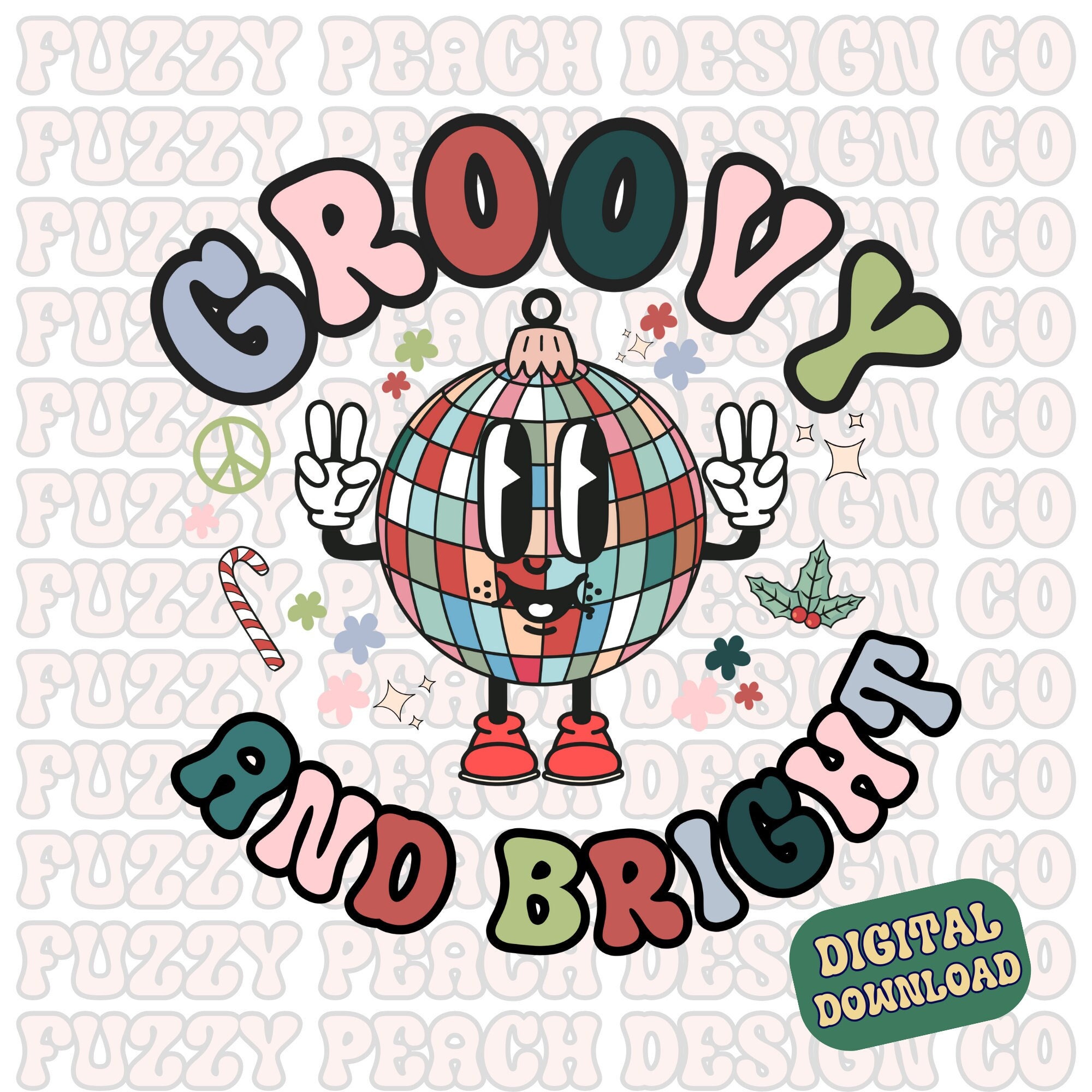 Groovy and Bright PNG Retro Christmas Png Christmas - Etsy