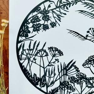 Wildflower Moon Art Print - Papercut - Eco Print - Eucalyptus Paper ...