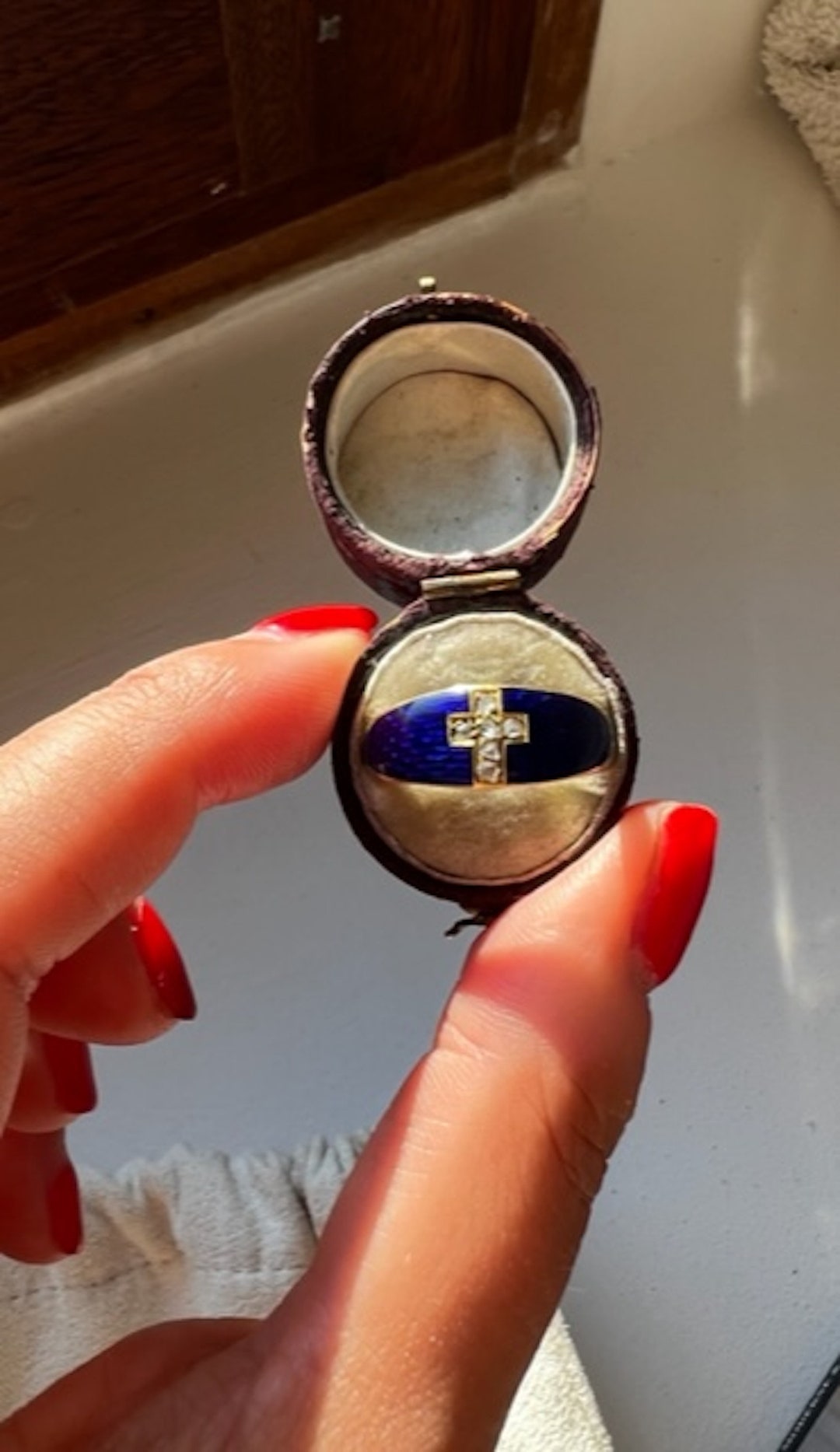 Stunning Victorian 18k Gold Blue Enamel and Diamonds Cross - Etsy