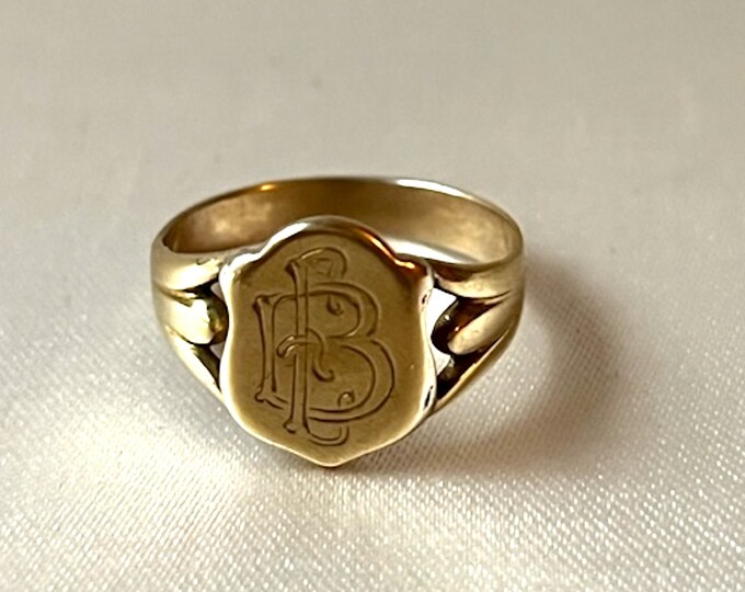 Antique Italian 18k Gold Signet Ring With Initials E + B - Etsy