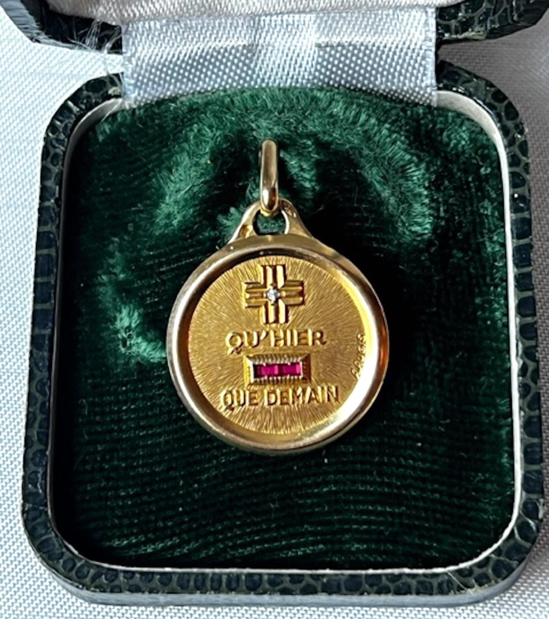 Antique 18k Gold, Ruby & Diamond French Augis Medallion - Etsy Australia