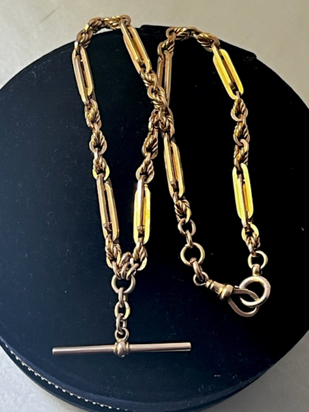 Antique English 9k Gold Trombone Fancy Link Watch Chain - Etsy