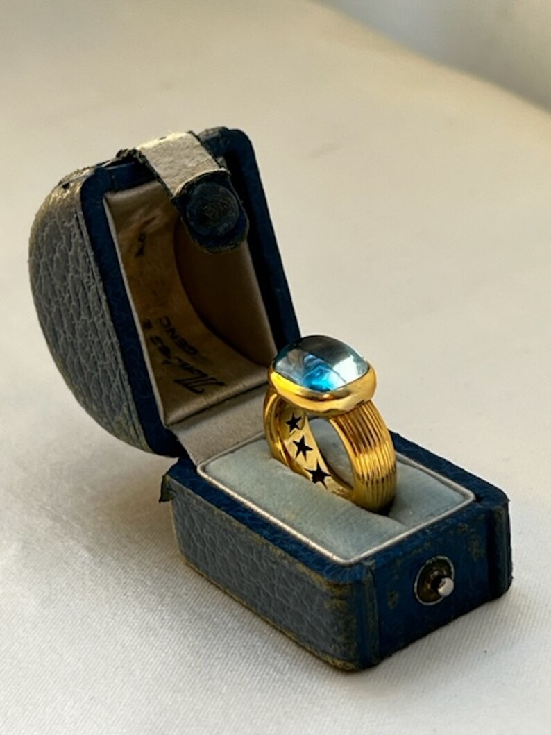 Stunning Vintage Italian 18k Gold Topaz Ring - Etsy