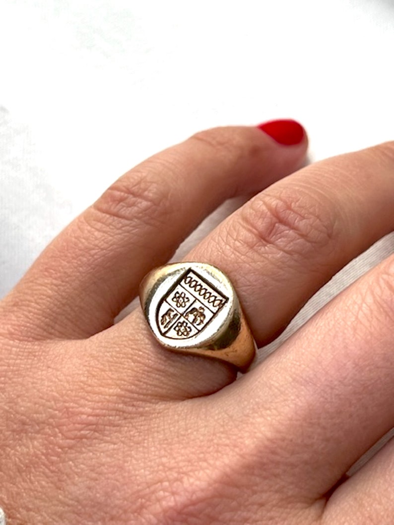 Antique British 9k Gold Signet Ring - Etsy