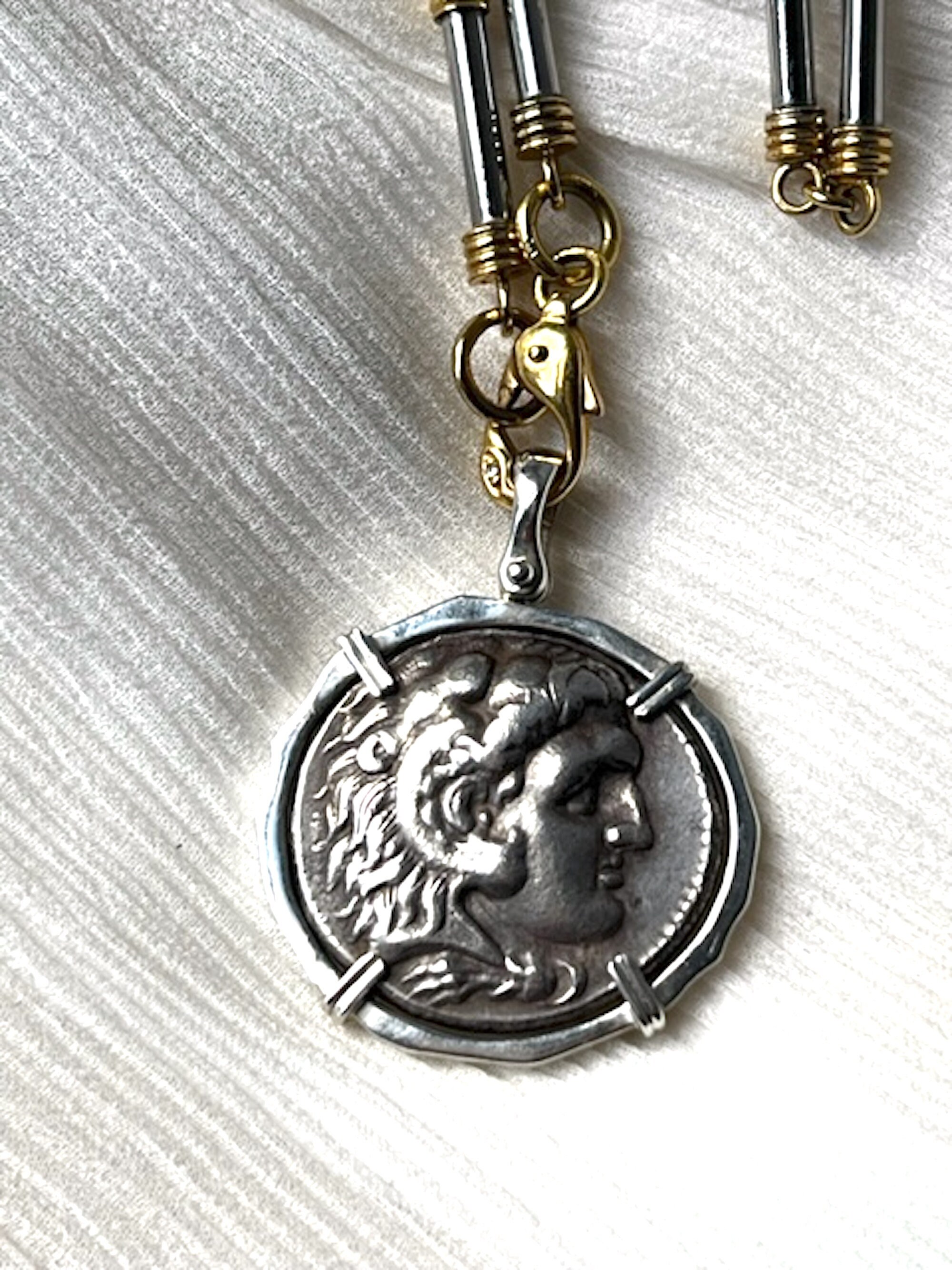 Ancient Greek Tetradrachm Silver Coin Pendant With Alexander Etsy
