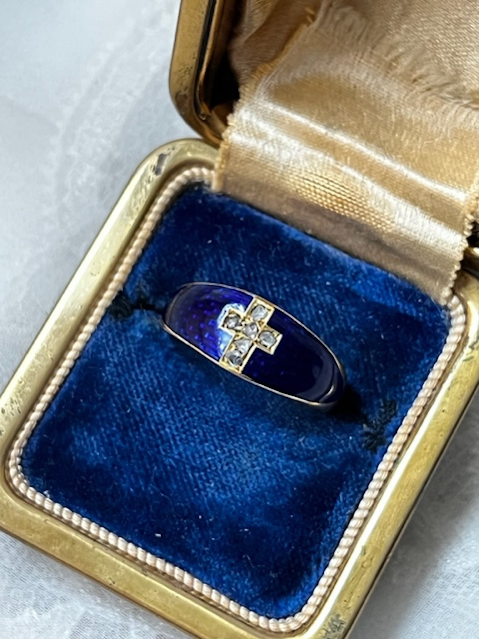 Stunning Victorian 18k Gold Blue Enamel and Diamonds Cross - Etsy