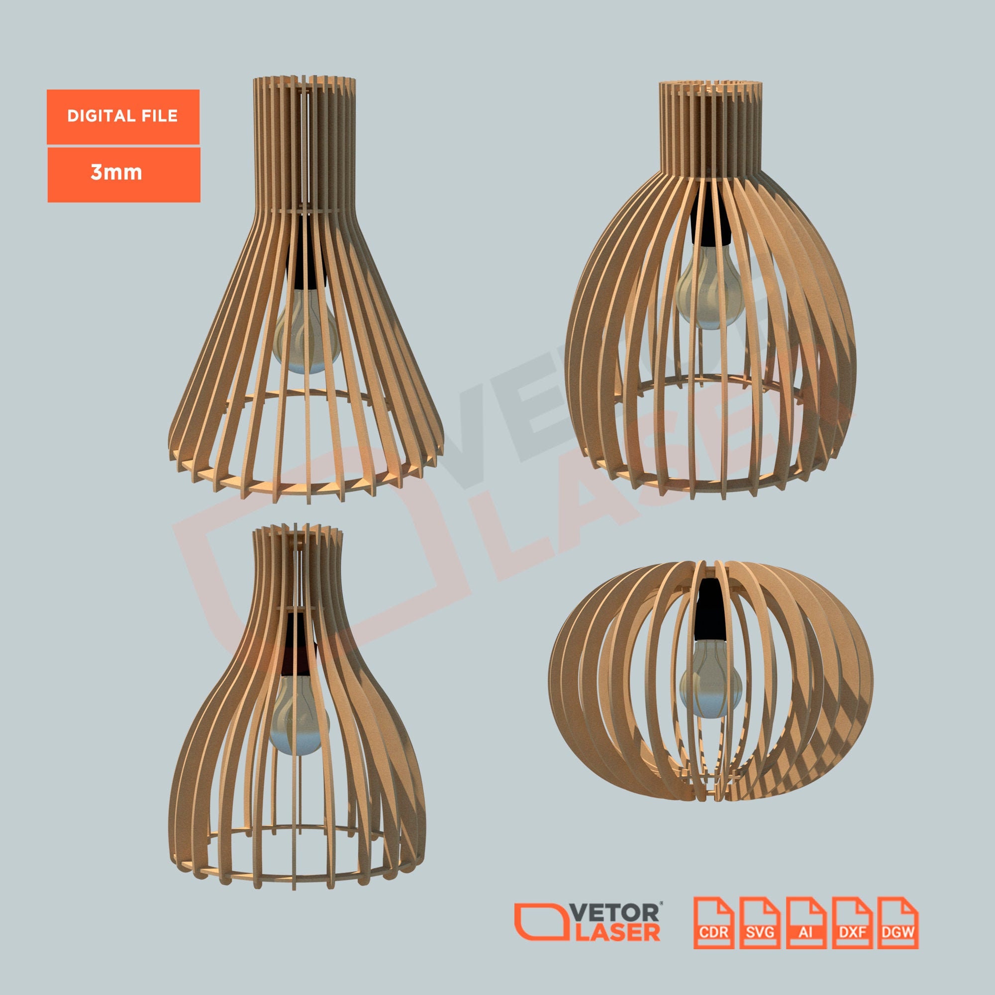 Laser Cut Pendant Lamp Project / Laser Cutting File / Laser | Etsy