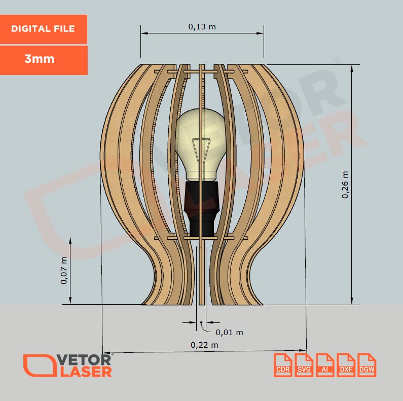 Laser Cutter Lamp Shades Project Template File SVG DXF CVL001 - Etsy