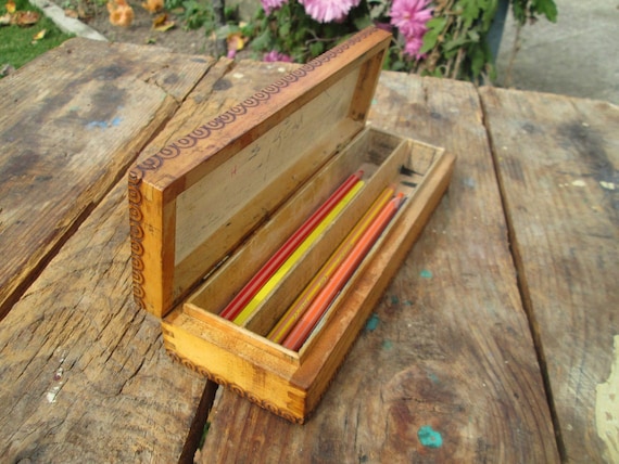 Vintage Wooden Pencil Box