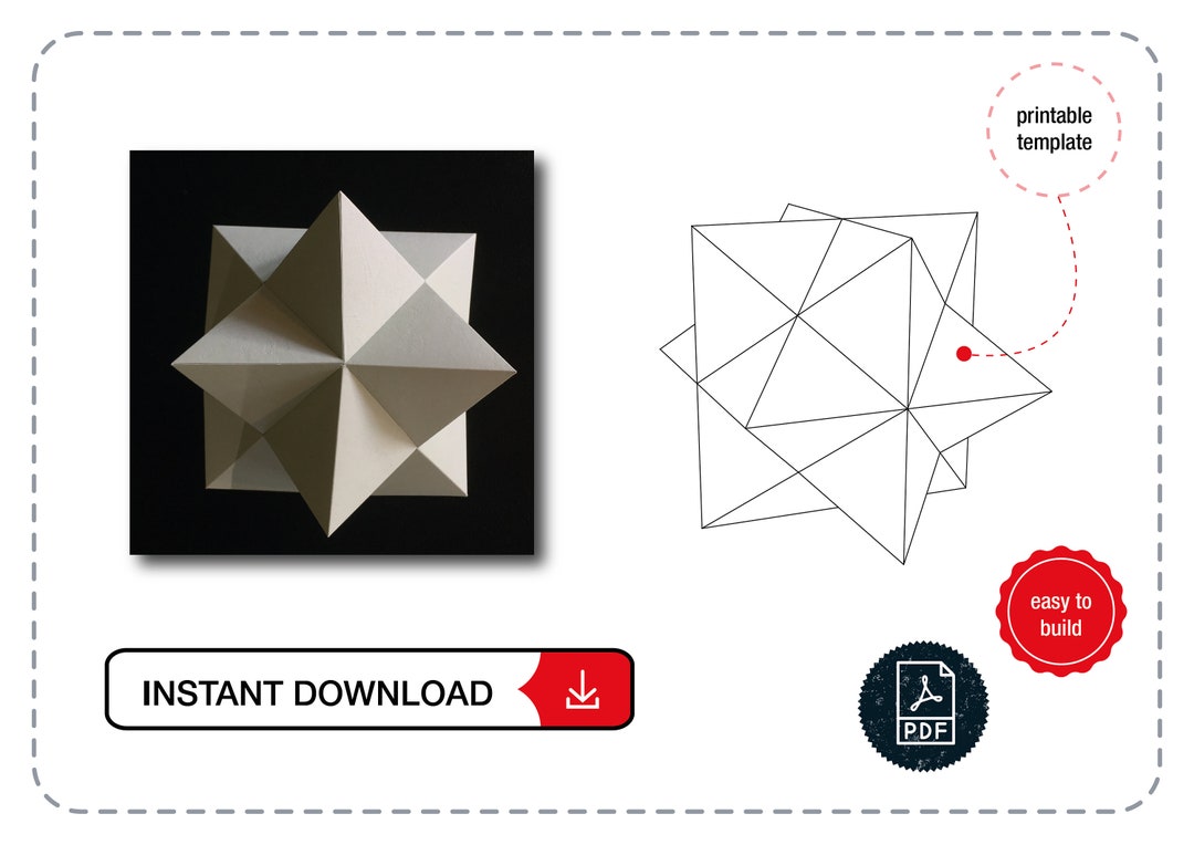 Polyhedron Paper Template — Geometric Papercraft Puzzle, Printable PDF ...