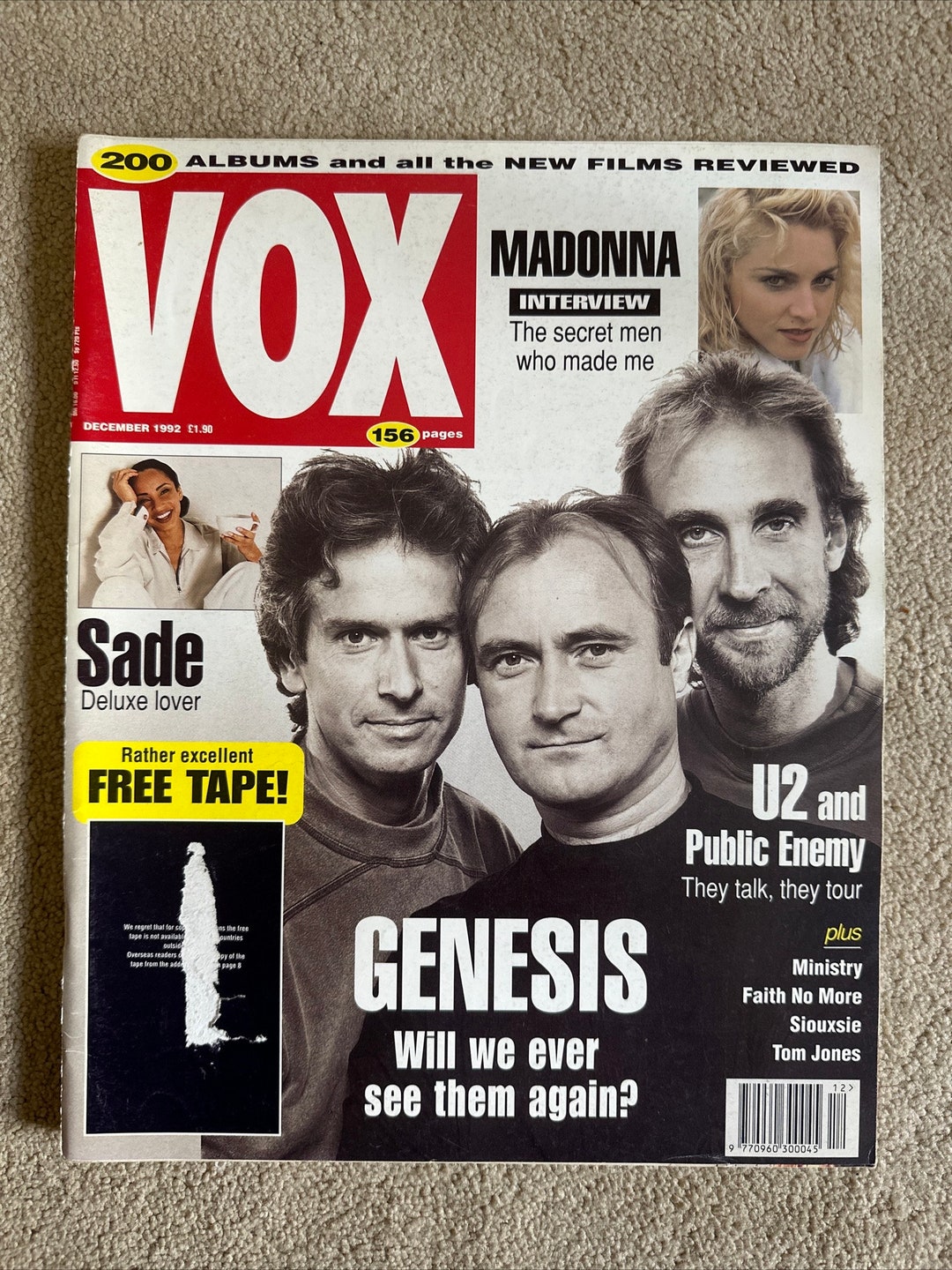 Vintage Vox Magazine December 1992 Genesis U2 Madonna Public Enemy ...