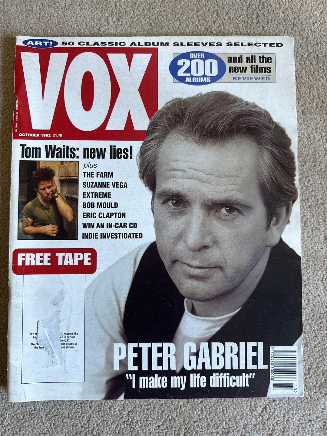 Vintage Vox Magazine October 1992 Peter Gabriel the Farm Tom Waits ...