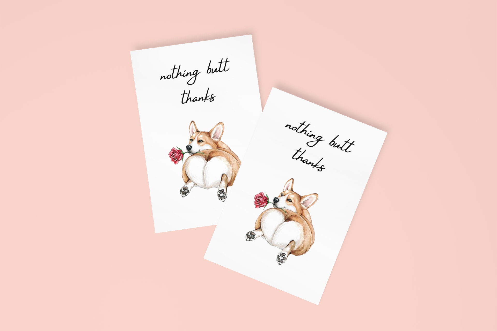 Funny Thank You Card | Nothing Butt Thanks | Corgi Dog Butt | Blank ...