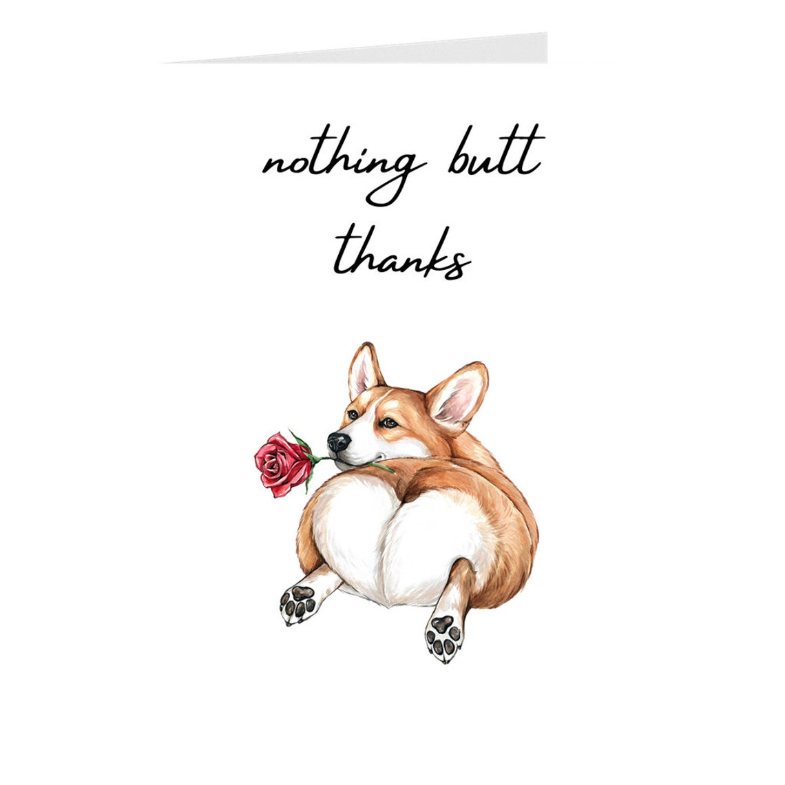 Funny Thank You Card | Nothing Butt Thanks | Corgi Dog Butt | Blank ...