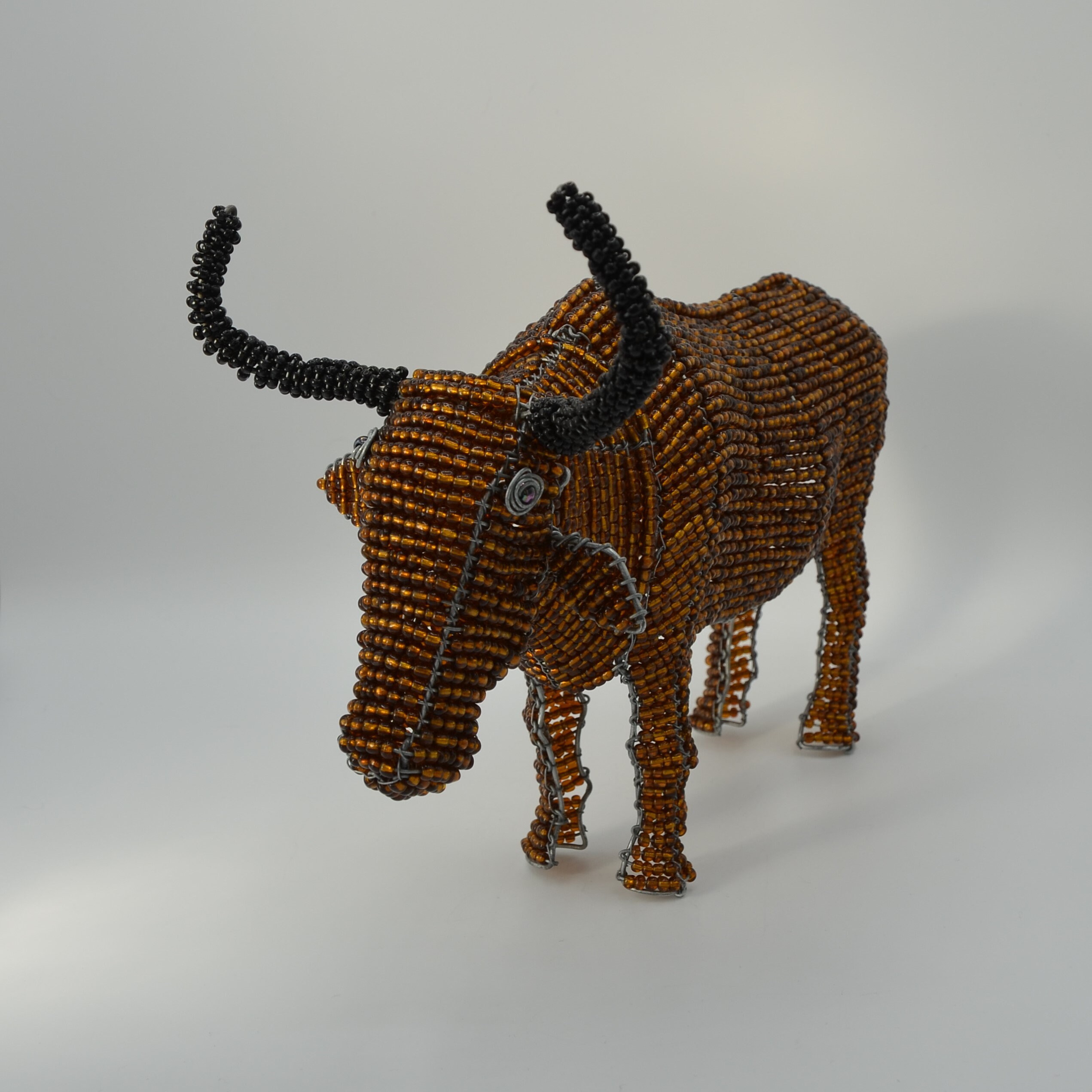 Bull Brown African Animal Beaded Wire Wildlife Figurine (small ...