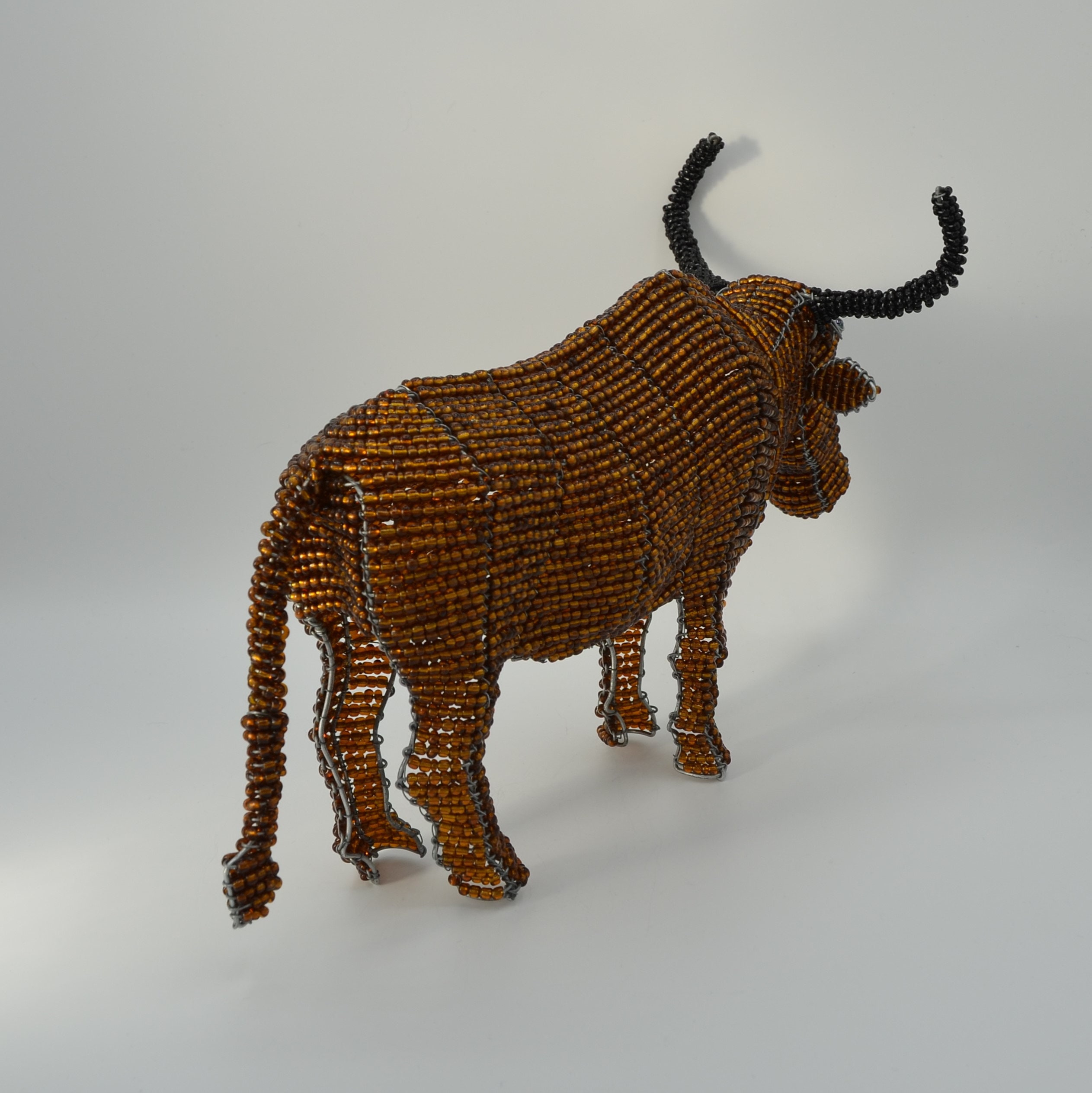 Bull Brown African Animal Beaded Wire Wildlife Figurine (small ...
