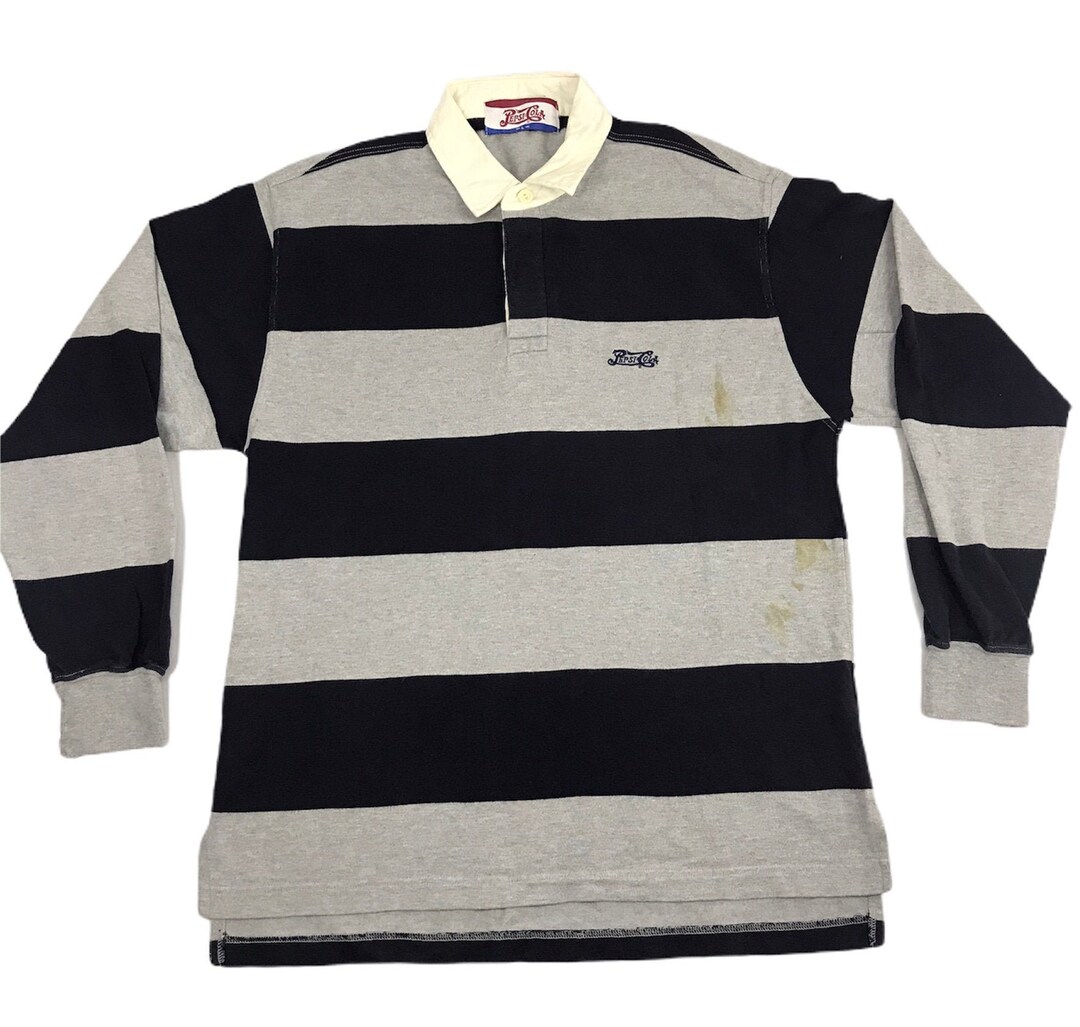 Vintage Polo Pepsi Cola Rugby Shirt Long Sleeve Striped Inspired ...