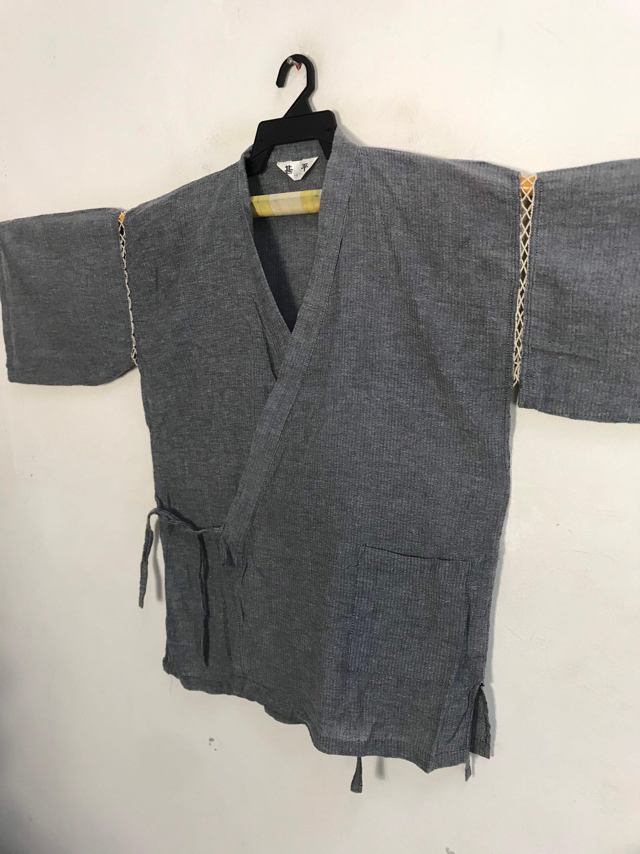 Vintage Japanese Traditional Noragi Kimono Haori Hanten Jinbei Cardigan ...