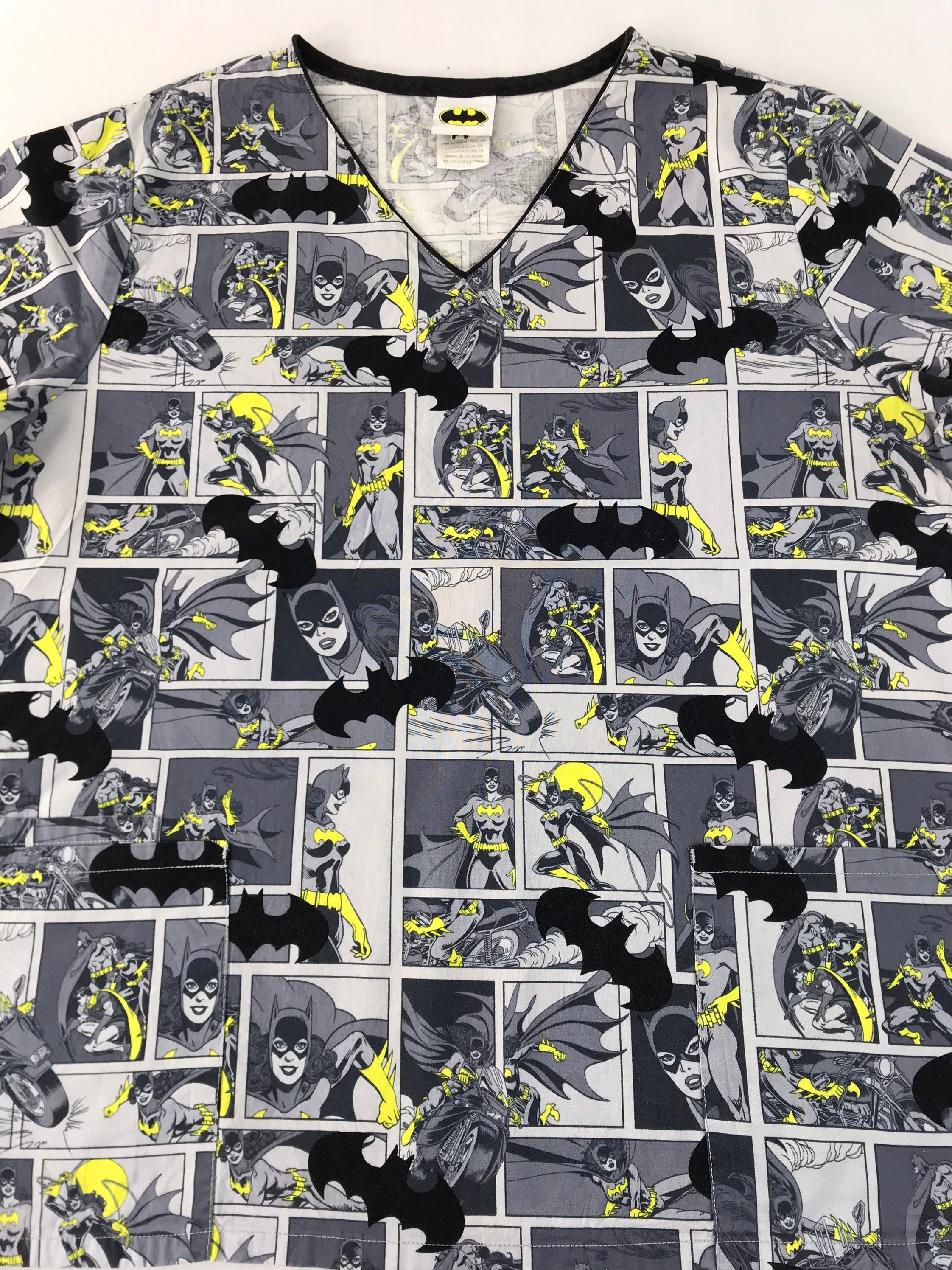 Vintage Style Batgirl Batman DC Comic Medical Scrub Shirt V Neck Over ...