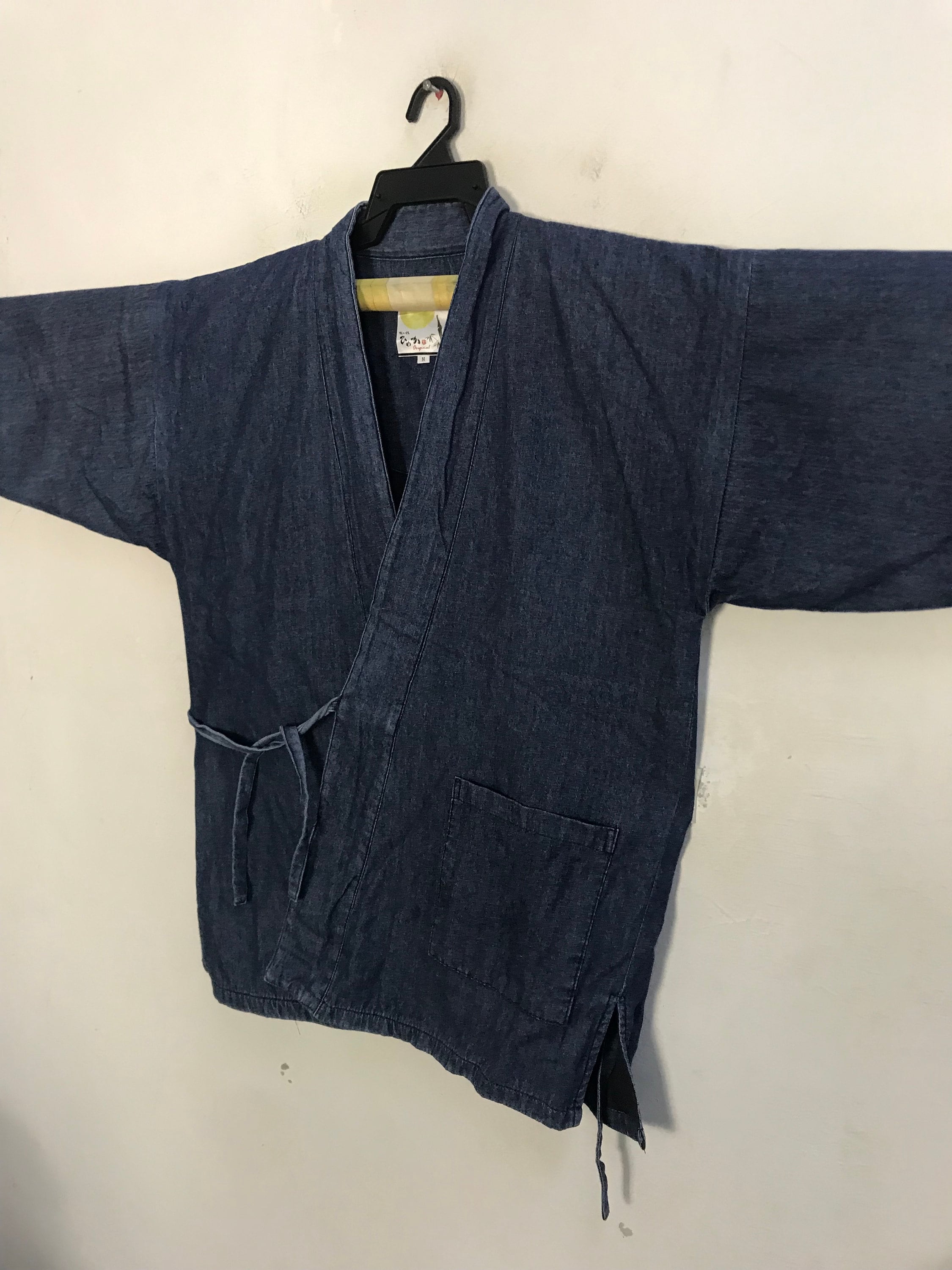 Vintage 90s Sashiko Noragi Denim Cardigan Happi Jacket Kimono Japanese ...