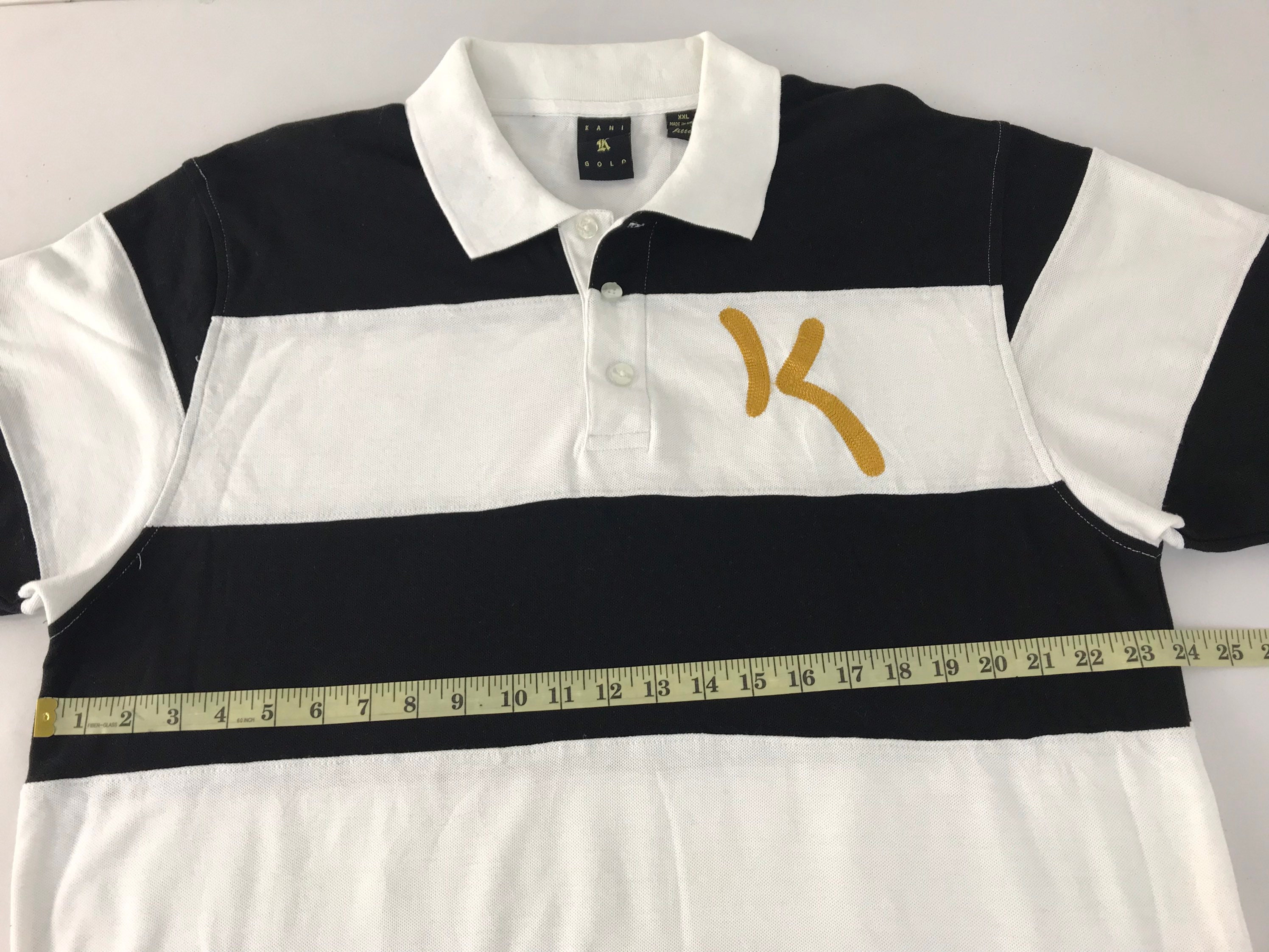 Vintage Karl Kani Gold Striped Colour Block White Black Design Polo Tee ...