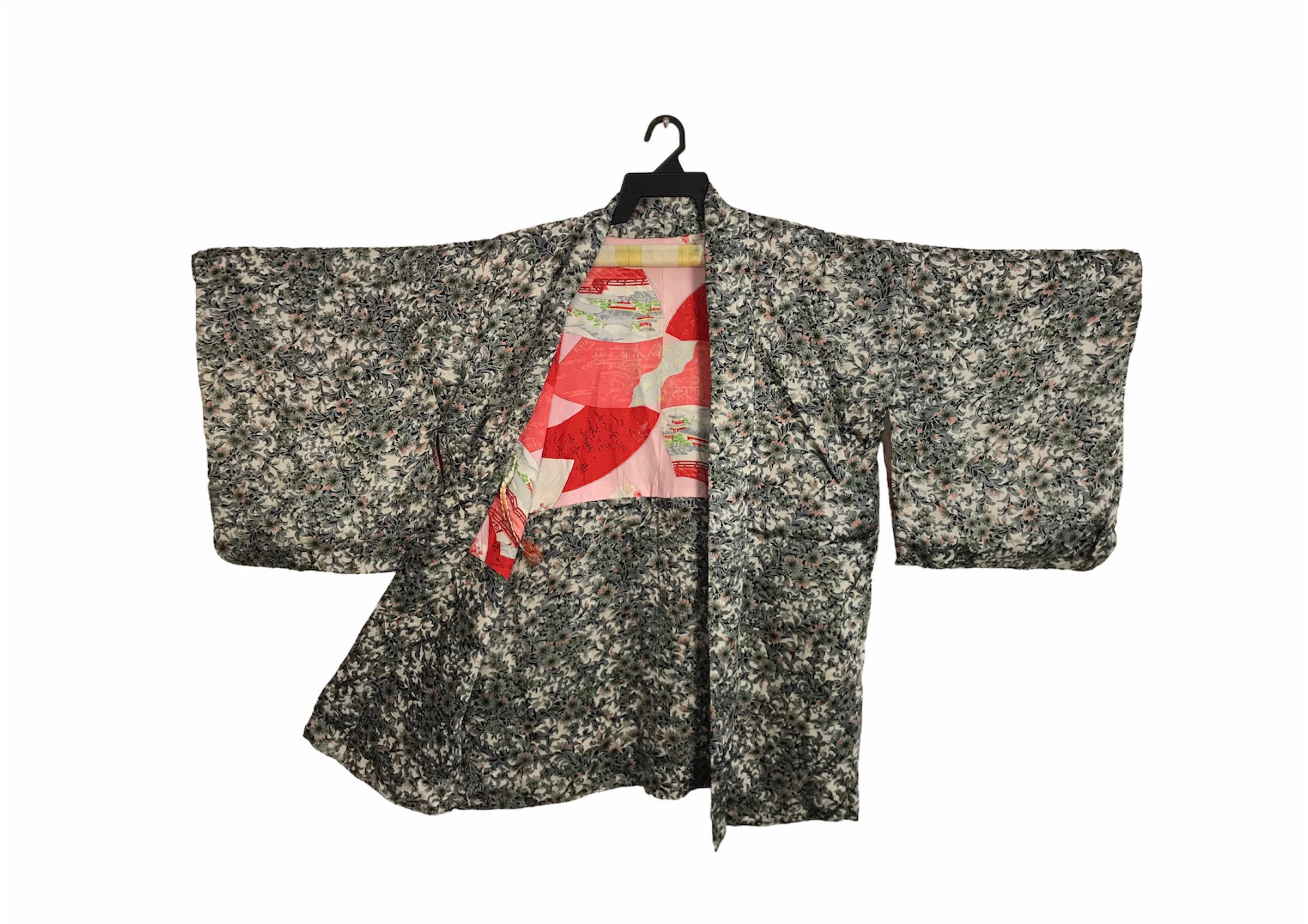 Vintage Japanese Traditional Noragi Kimono Haori Hanten Jinbei Cardigan ...