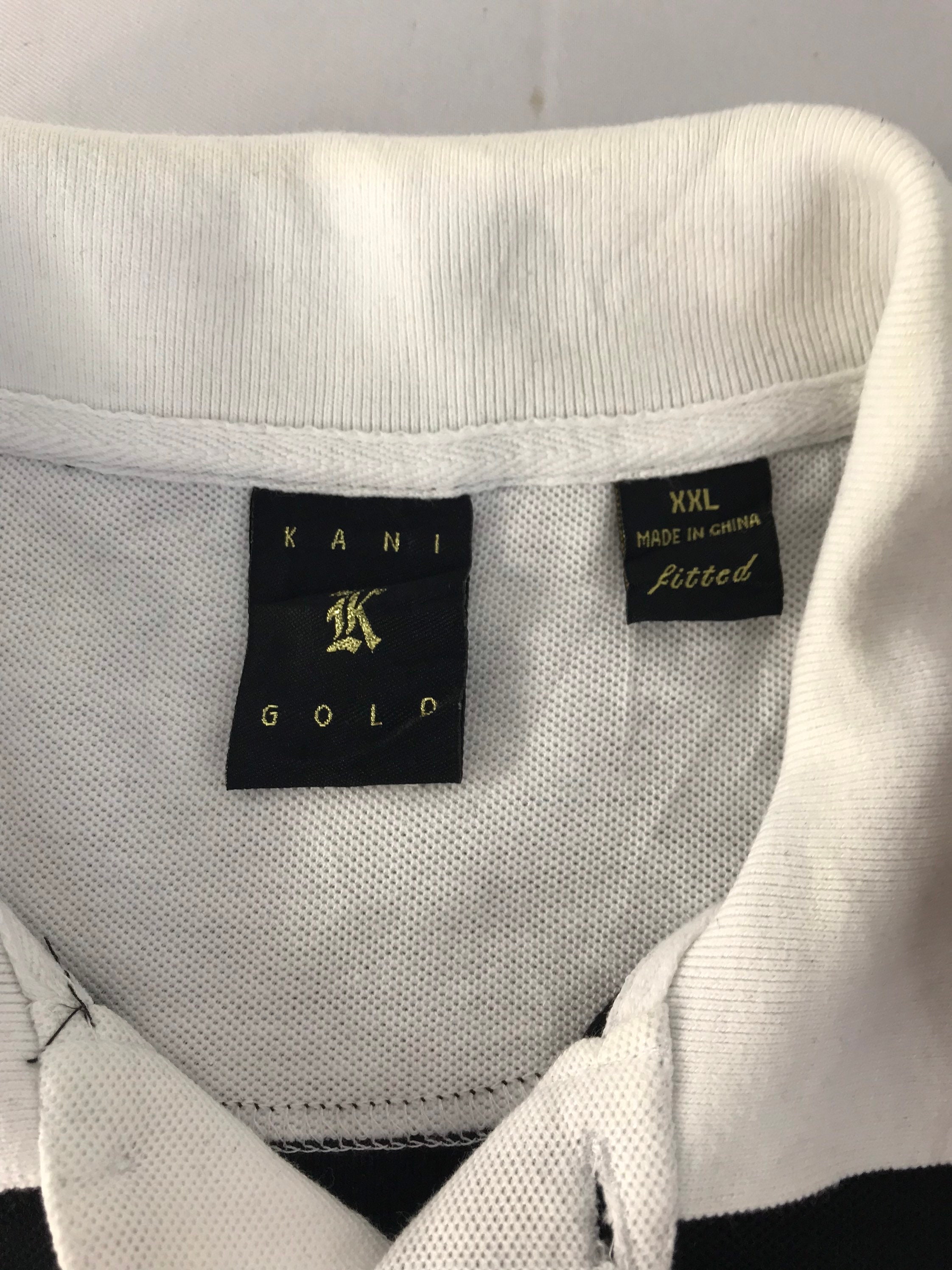 Vintage Karl Kani Gold Striped Colour Block White Black Design Polo Tee ...