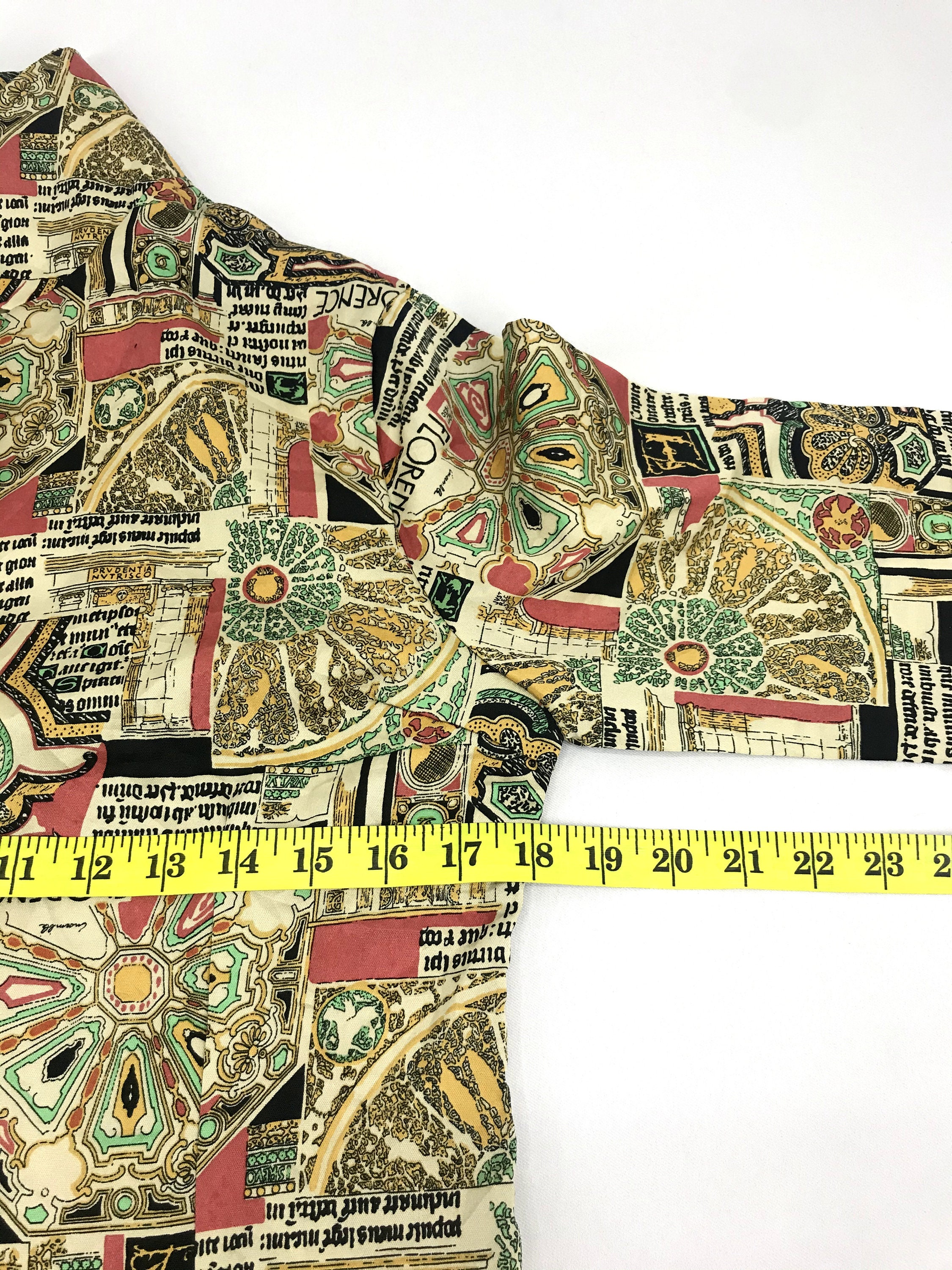 Vintage All Over Printed Dress Florence Lemon Flowers Art Printed Half ...