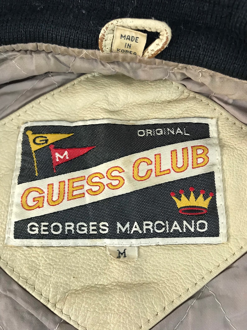 Vintage Varsity Bomber Jacket Guess Club George Marciano Embroidery ...