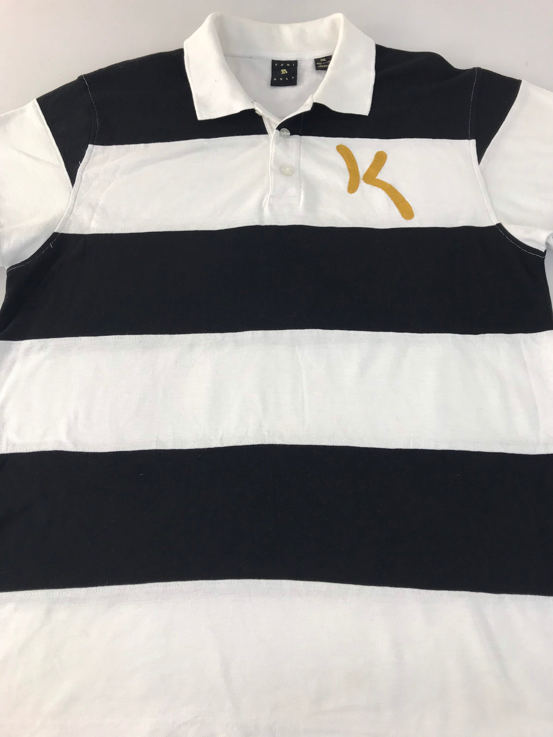 Vintage Karl Kani Gold Striped Colour Block White Black Design Polo Tee ...