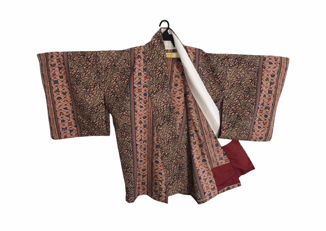 Vintage Japanese Traditional Noragi Kimono Haori Hanten Jinbei Cardigan ...