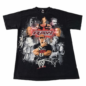 Vintage WWE Raw Flagship Professional Wrestling Big Printed Tee T-shirt ...