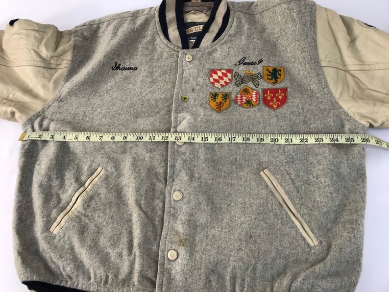 Vintage Varsity Bomber Jacket Guess Club George Marciano Embroidery ...