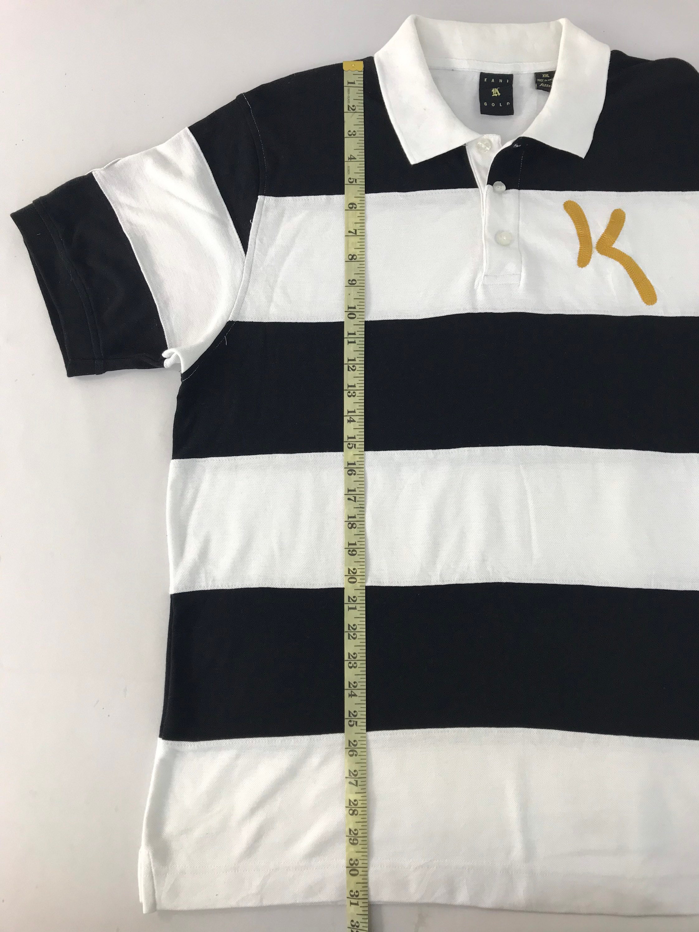 Vintage Karl Kani Gold Striped Colour Block White Black Design Polo Tee ...