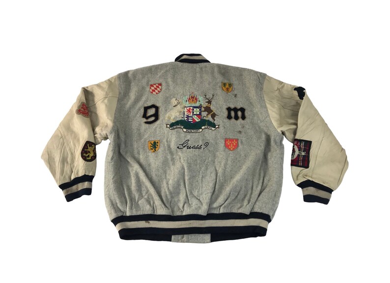 Vintage Varsity Bomber Jacket Guess Club George Marciano Embroidery ...