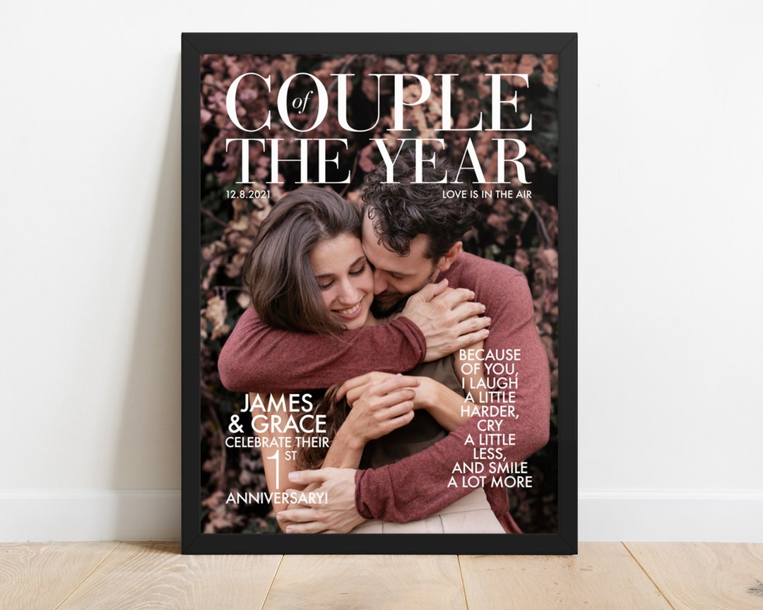 Custom Couple of the Year Magazine Cover / One Year Anniversary Gift ...