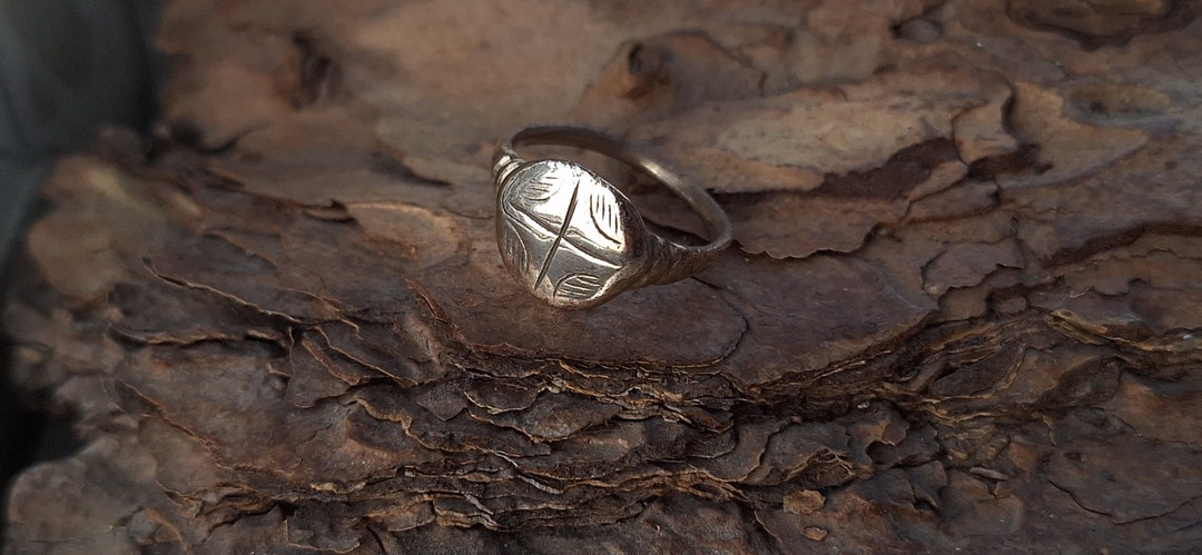 Ancient Bronze Ring, Medieval Ring Seal, Ring With Heraldic Symbols ...