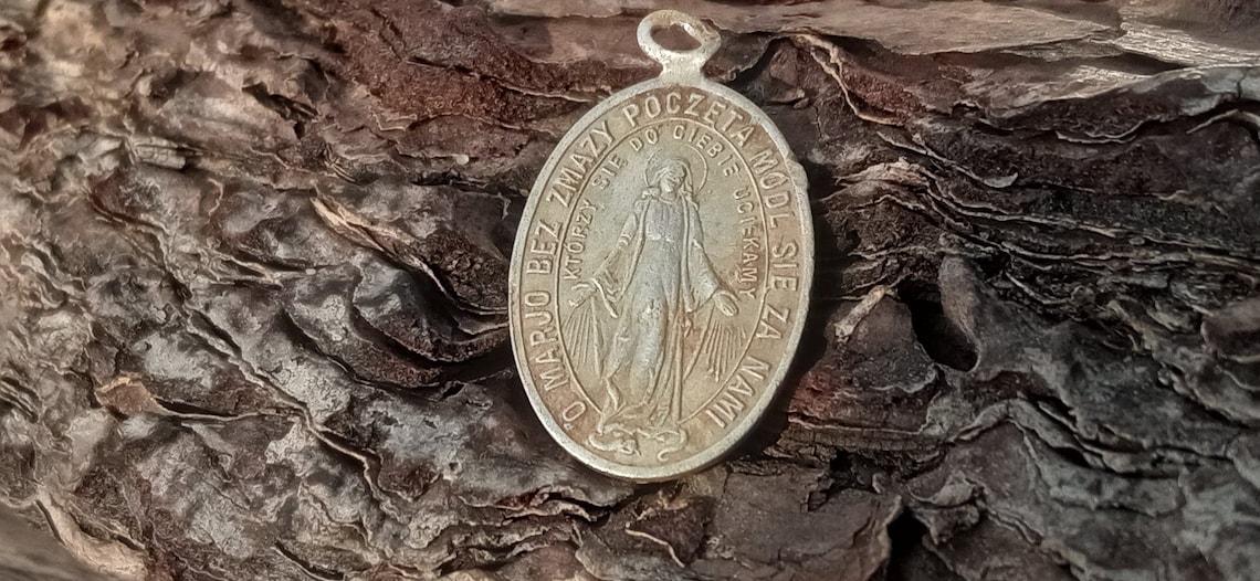Ancient Medallion Maria , Vintage Catholic Medallion, Body Decoration ...
