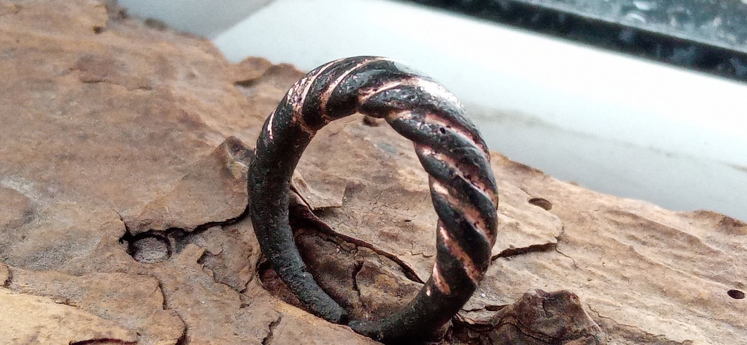 Ancient Dark Twisted Ring of Vikings Age, Rare Medieval Copper Ring ...
