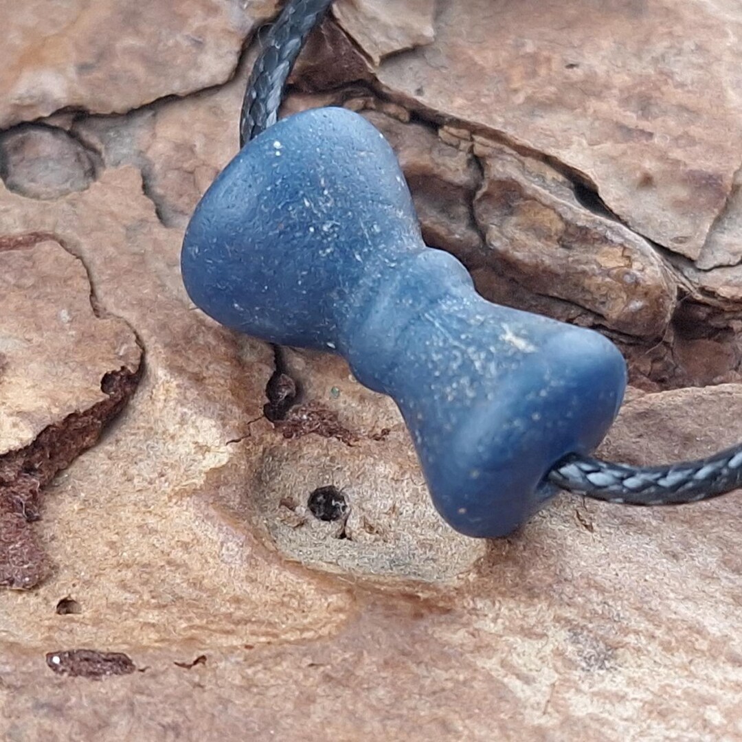 Rare Small Dark Blue Cobalt Glass Hourglass Bead From the Roman Period ...
