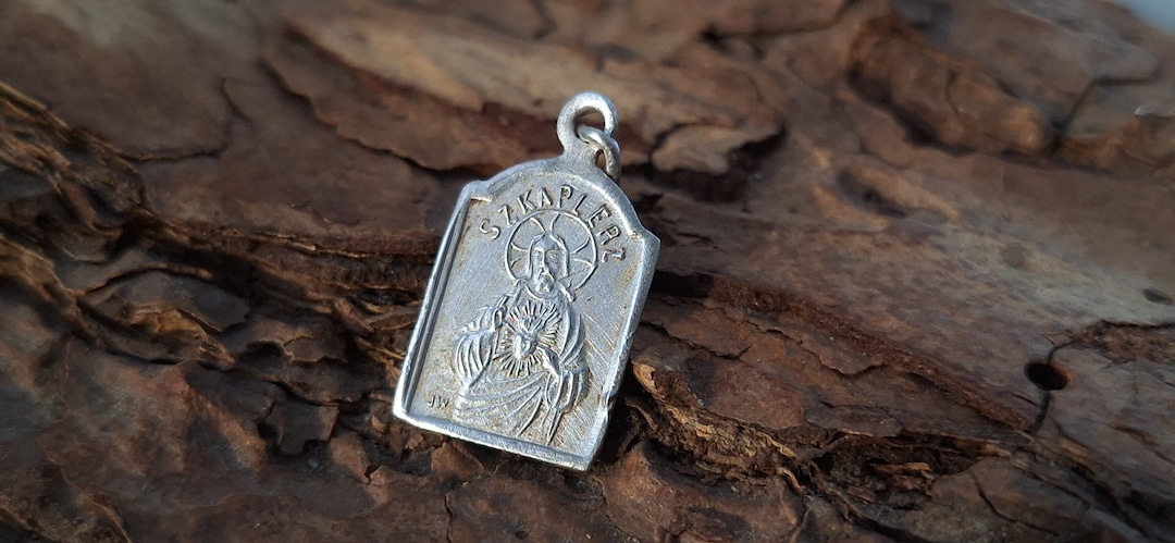 Ancient Aluminum Catholic Body Scapular Medallion Double Sided Icon ...