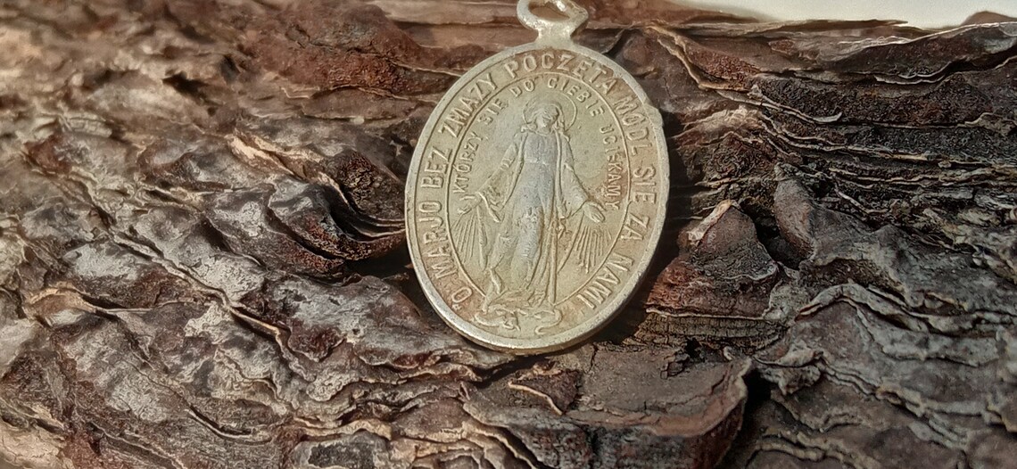 Ancient Medallion Maria , Vintage Catholic Medallion, Body Decoration ...