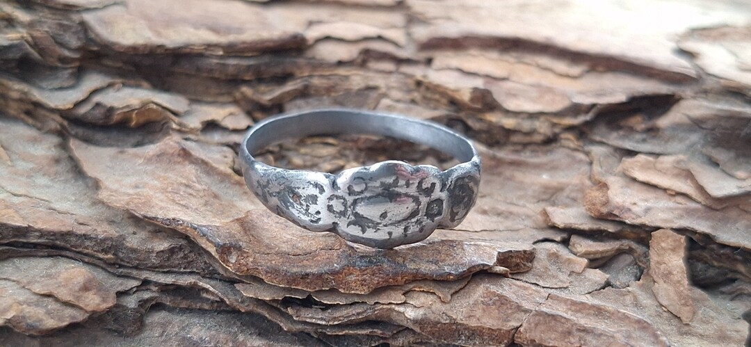 Ancient Ring With Heraldic Symbols, Old Lead Ring, 18 Th Century Ring ...