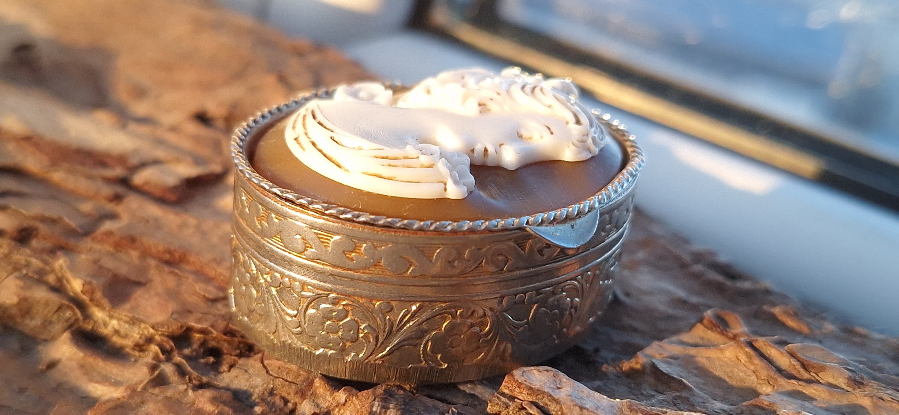 Rare Small Vintage Cameo Pill Box - Etsy