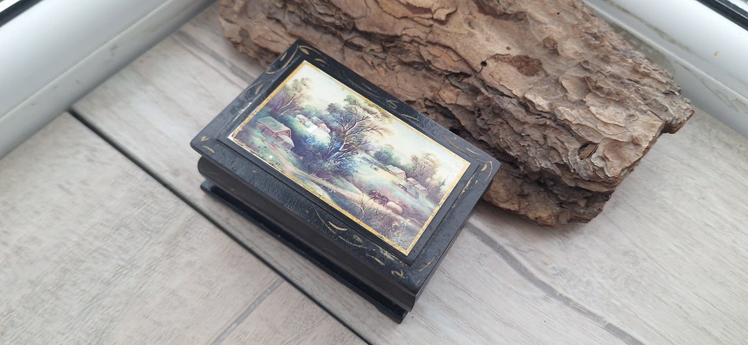 Rare Small Papier-mâché Casket 1950s of the USSR, a Beautiful Small ...