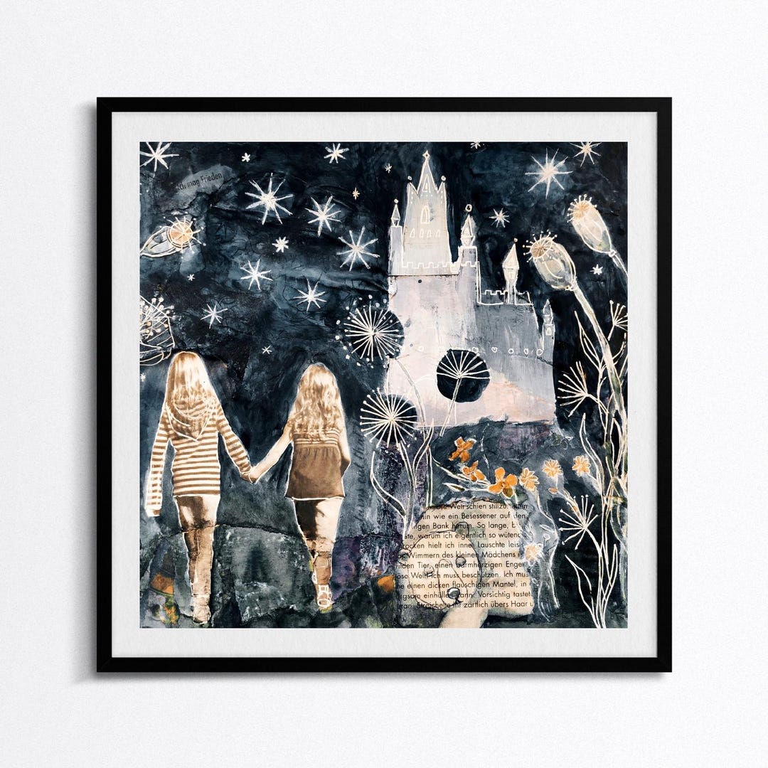 Mixed Media Fairy Tale Art Print Girl Collage - Etsy