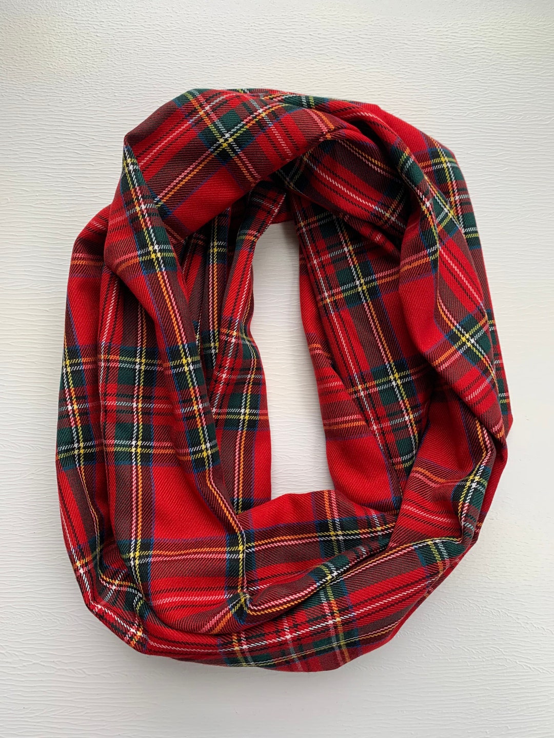 Royal Stewart Tartan Infinity Scarf, Red Tartan Scarf, Christmas Plaid ...